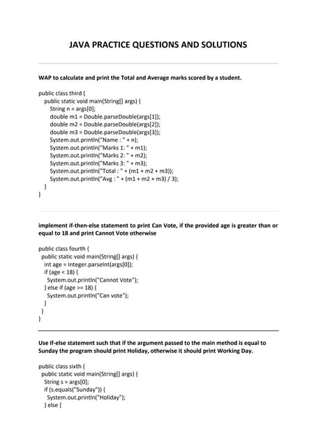 Java Practice Questions V14pdf Programming Languages Computing 9475
