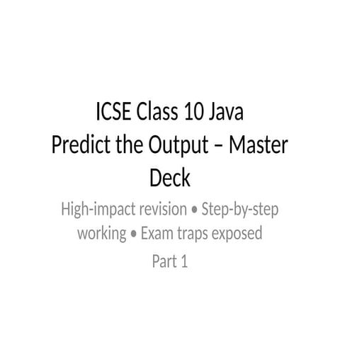 Find the output of the following code (Java for ICSE) | DOC