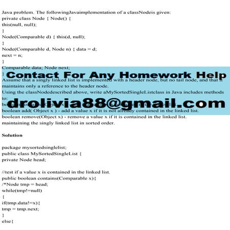 Java Problem The Followingjavaimplementation Of A Classnodeis Givenpdf 