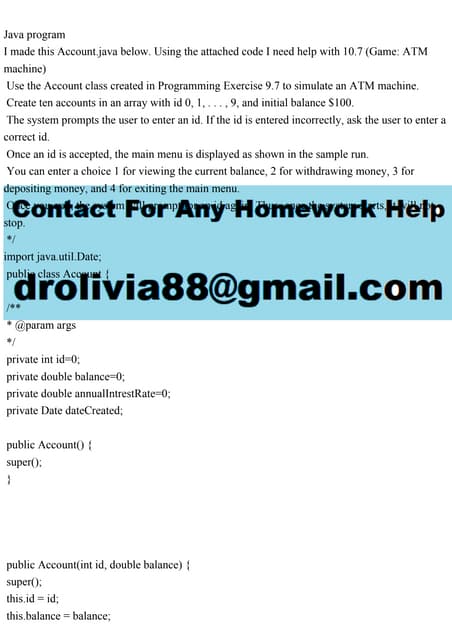 Java Programi Made This Accountjava Below Using The Attached Codpdf 4757