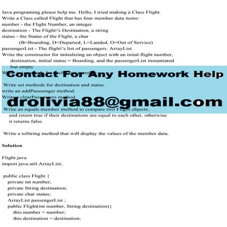 Java Programing Please Help Me Hello I Tried Making A Class Flightpdf 