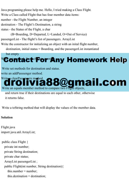 Java Programing Please Help Me Hello I Tried Making A Class Flightpdf
