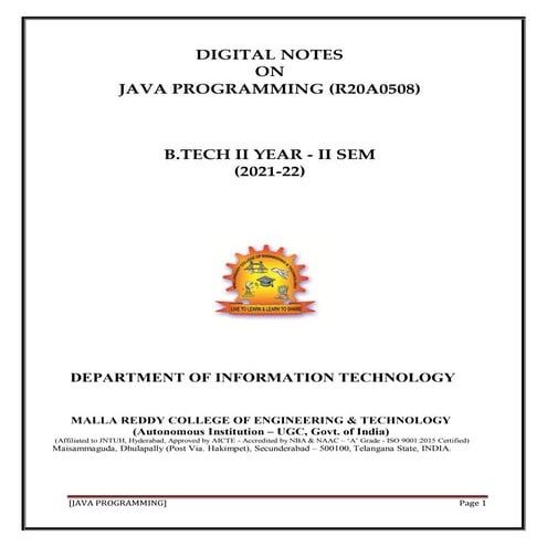 Java Programming Pdf