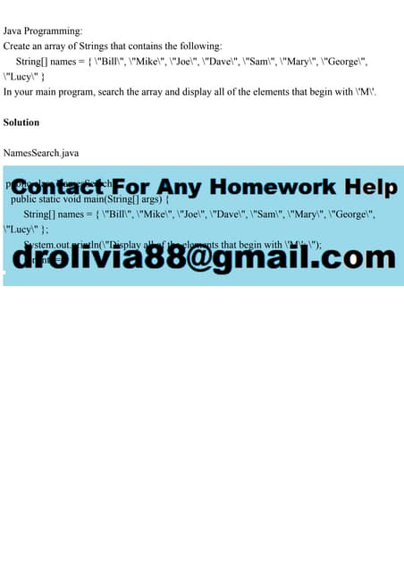 Java Programmingcreate An Array Of Strings That Contains The Follpdf 0479