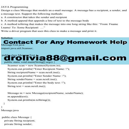 JAVA ProgrammingDesign a class Message that models an e-mail messa.pdf