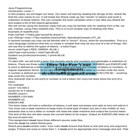 Java Programming Introduction Lexer 1 In This Project Wepdf 9545