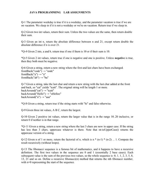 Java Programming Lab Assignments Pdf