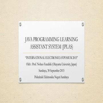 Java Programming Learning Assistant System Jplas Ppt