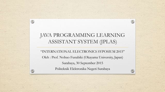Java Programming Learning Assistant System Jplas Ppt