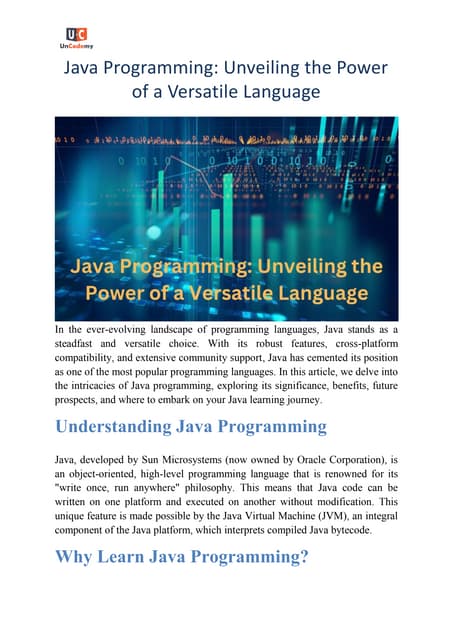 Java Programming Unveiling The Power Of A Versatile Languagepdf 0981