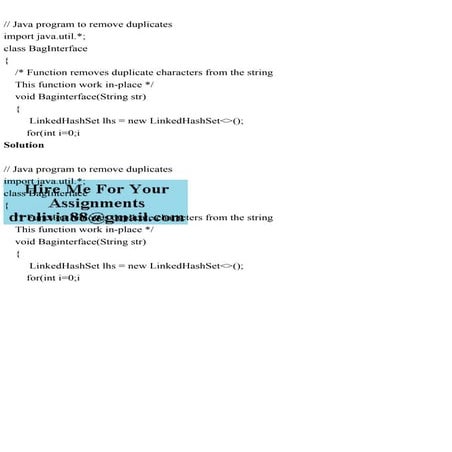 Java program to remove duplicatesimport java.util.;class Bag.pdf