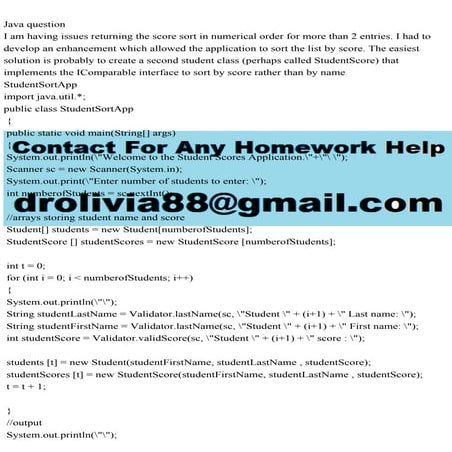 Java Questioni Am Having Issues Returning The Score Sort In Numeripdf