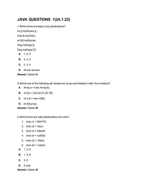 Java Questions For Interview 1 Pdf