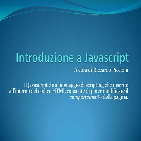 Corso Web Developer Introduzione A Javascript Ppt