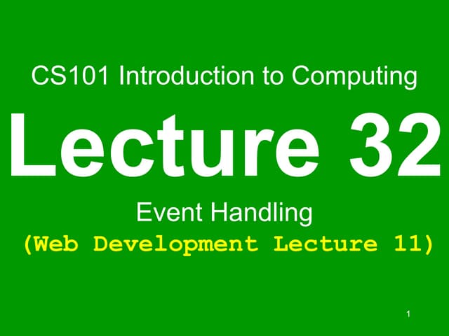 Javascript Event Handling And Introduction To Eventppt
