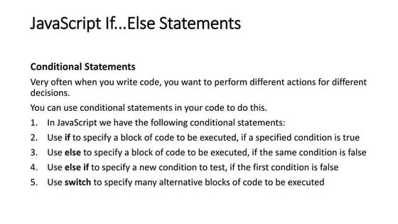 Javascript Conditional Statements Ppt 