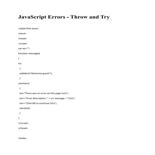 Java script errors by karan chanana | DOCX