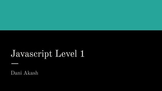 Javascript level 3 | PPT