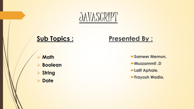 Javascript Math Boolean String Date Pptx 4730