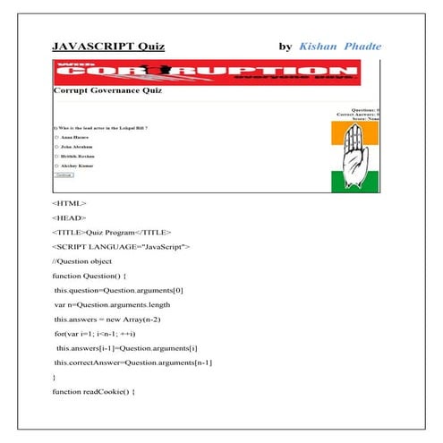 Javascript quiz | PDF