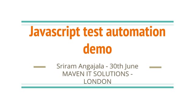 Javascript Test Automation Demo Pdf Web Development Internet