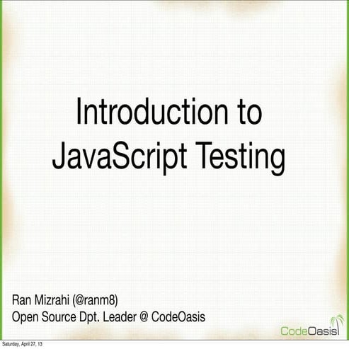 Intro To Javascript Testing Ppt 8154