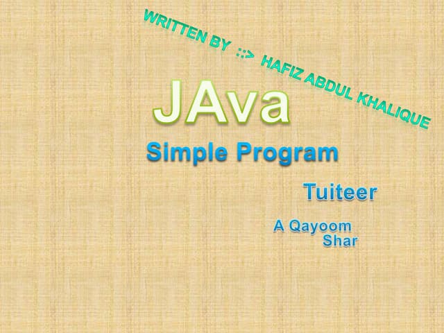 Java Simple Program Ppt