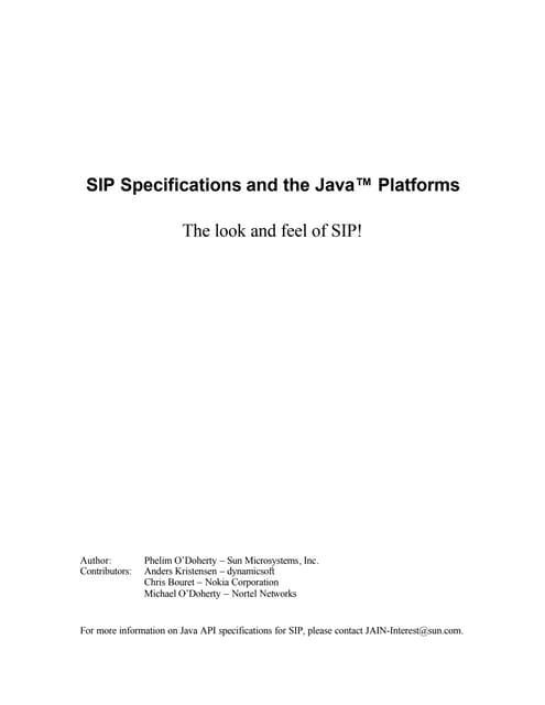 Java Sip Specifications Pdf