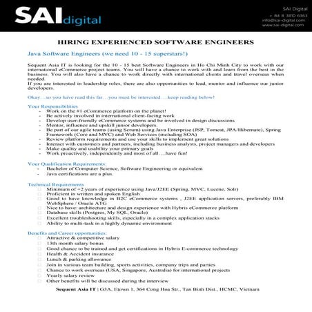 Java software engineer (hybris ecommerce) jd | PDF | Web Development ...