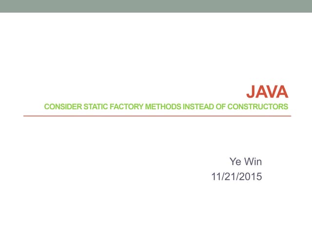 Java Static Factory Methods Ppt 9866