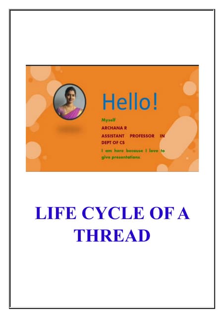 Java Thread Life Cycle Pdf Programming Languages Computing