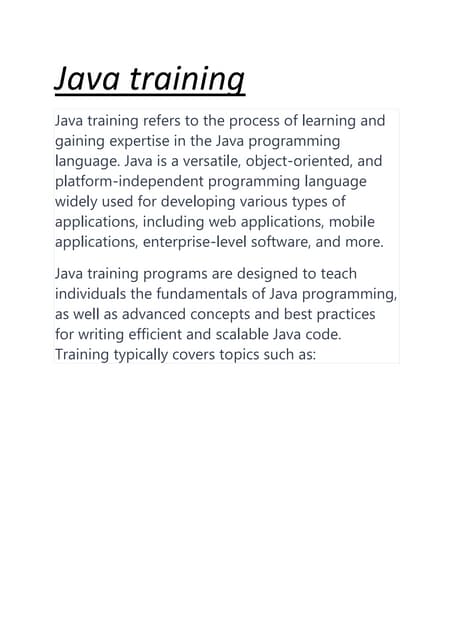 The Best Java Programming Training Institute Ppt