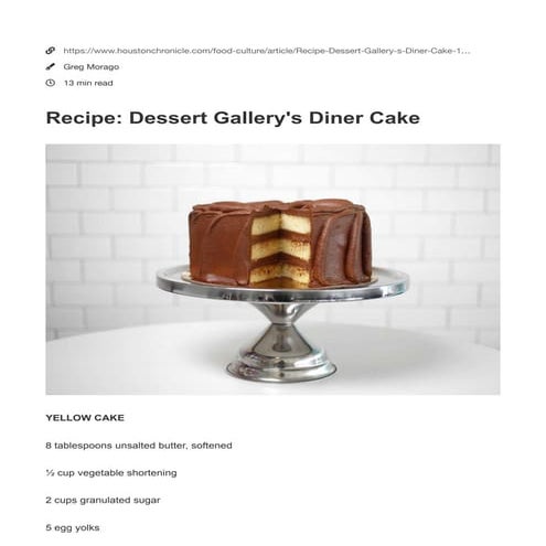 Recipe: Dessert Gallery's Diner Cake | PDF