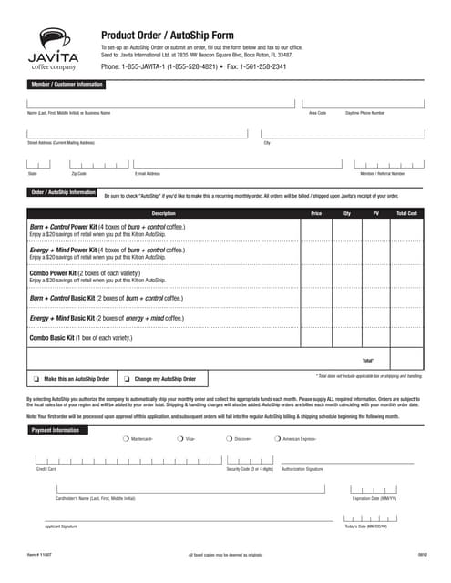 Auto ship agreement & order form | PDF