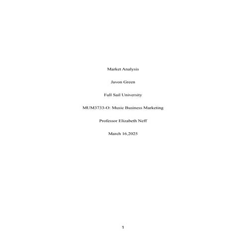 Javon Green A2 Market Analysis Assignment | DOCX