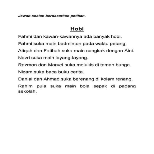 Jawab soalan berdasarkan petikan | DOCX