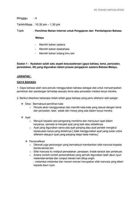 Plot dalam karya : nota | PPT