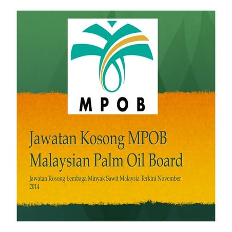 Jawatan Kosong MPOB Terkini | PDF