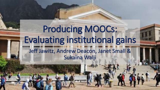 Producing Moocs Evaluating Institutional Gains Ppt