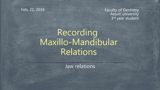 Maxillo-mandibular relation | PDF | Dental Health | Diseases and Conditions