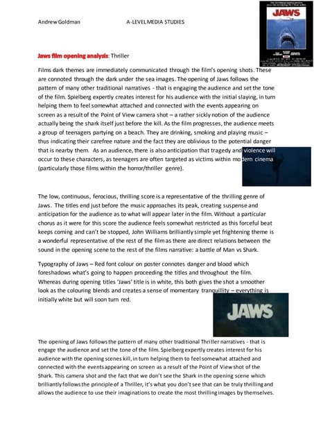 Jaws Camera-shots Analysis | PPTX
