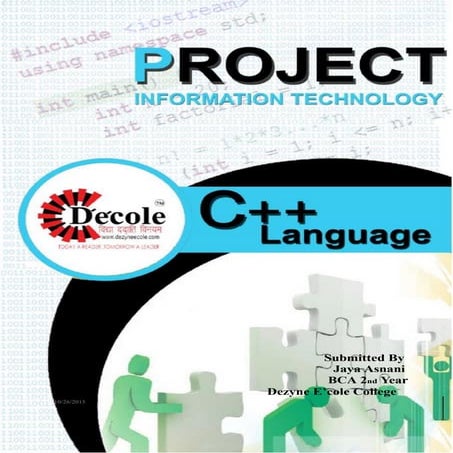 Jaya Asnani,3rd Year BCA ,Project on c++ | PDF | Computer Software and Applications | Computing