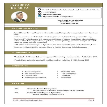 Jayadeva de Silva - CV | PDF
