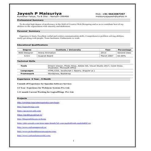 Jayesh Maisuriya Resume | PDF