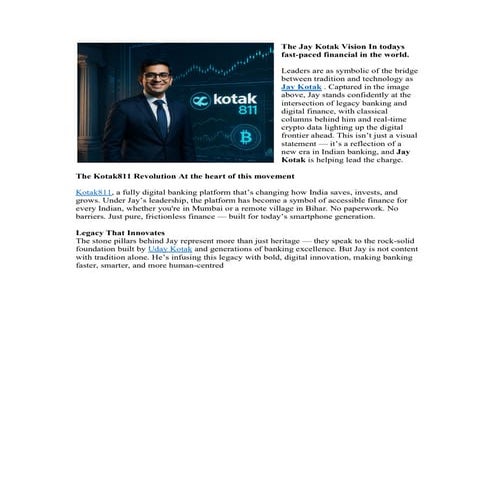 The Jay Kotak Vision In today fast-paced financial in the world. | PDF