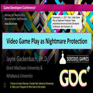 Game Developers Conference: Video Game Play as Nightmare Protection | PPT