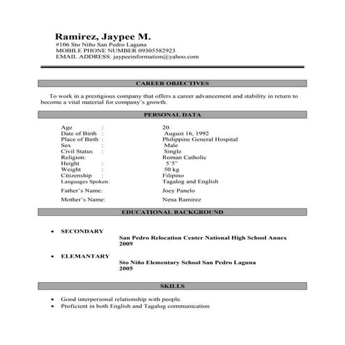 Resume Format | DOCX