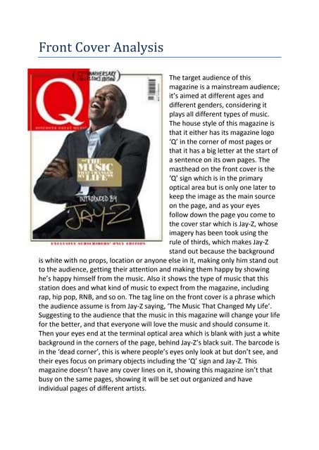 Analysis of a magazine front cover 1 vibe | PPTX