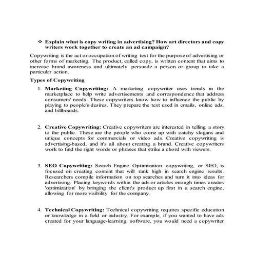 Copywriting for advertising | DOCX