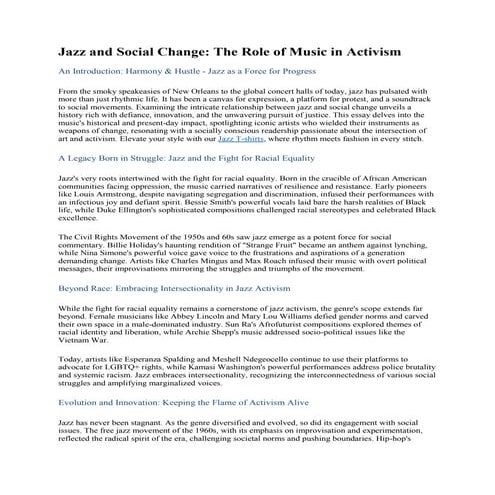 Jazz Music and Social Change | PDF